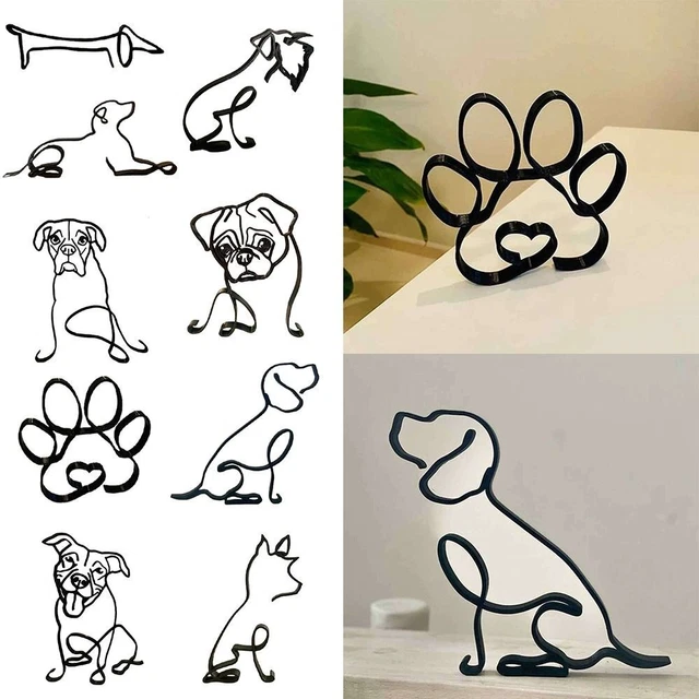 ART FIGURINE SIMPLE Statue Modern Animal Sculpture Abstract Dog ...
