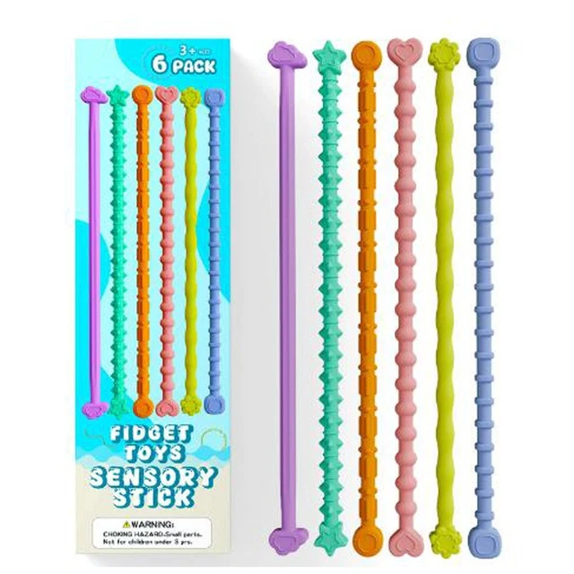 6PCS SENSORY FIDGET Toys,Flexible Fidget Sticks for Stress Anxiety ...