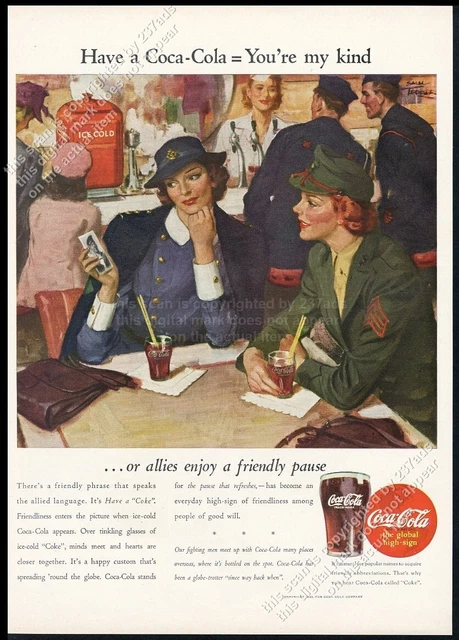 1944 COCA-COLA US Navy WAVE USMC femme art marin Coca Cola vintage ...
