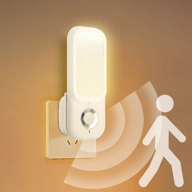PLUG IN PIR Motion Sensor Hallway Stairs Socket LED Home Night Light ...