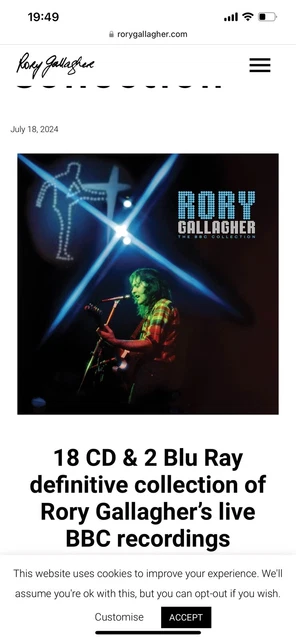 RORY GALLAGHER THE Bbc Collection Super Deluxe 20 Disc Box Set (18 Cds ...