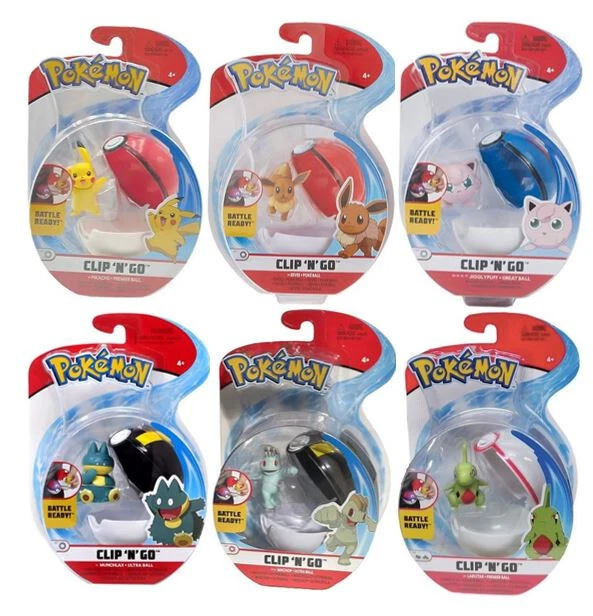 POKÉMON CLIP N Go Toys Pikachu, Eevee, Jigglypuff, Munchlax SLIGHTLY ...