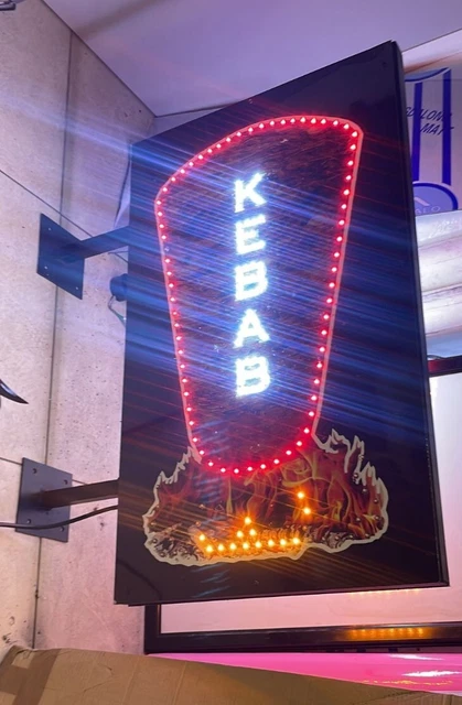 ENSEIGNE LUMINEUSE LED DOUBLE FACE “KEBAB” Neuve prêt à poser Animer ...