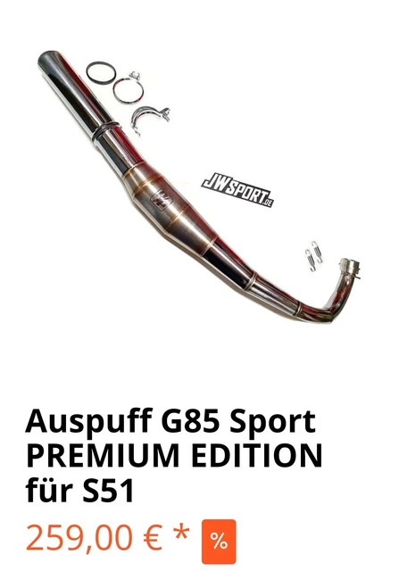 JW SPORT AUSPUFF G85 Sport Premium Simson S51 EUR 145,00 - PicClick DE