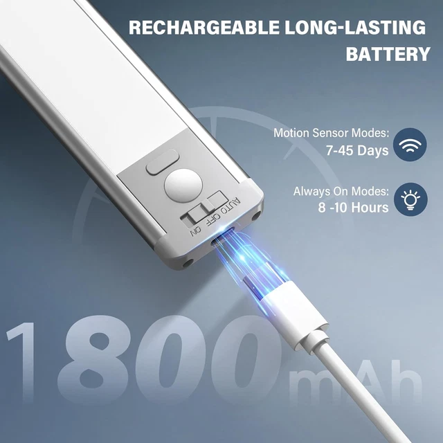 RECHARGEABLE LED UNDER Cabinet Lights 40, Motion Sensor, Magnetic ...