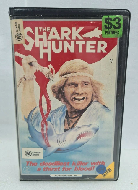 RARE VHS VIDEO Tape THE SHARK HUNTER Ex-Rental CLAMSHELL Nero VTC K-TEL ...