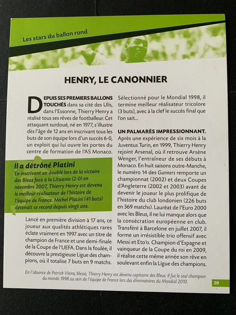 THIERRY HENRY, FRANCE, Arsenal, Rare Football French Rookie Card EUR 24 ...