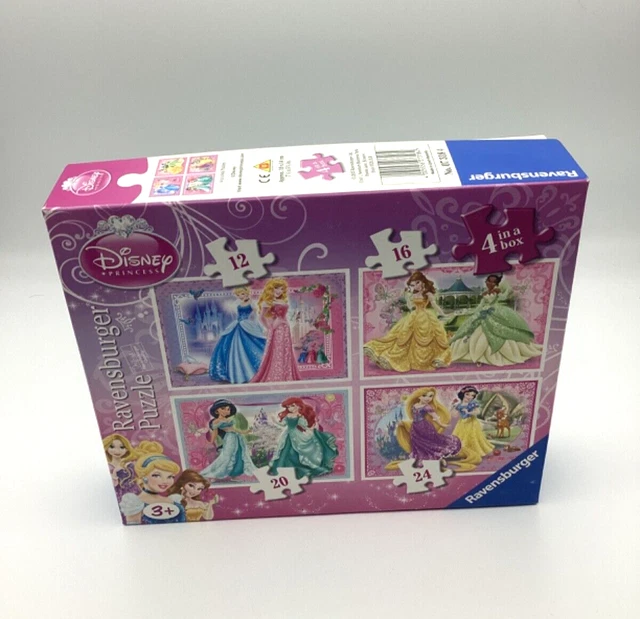 RAVENSBURGER DISNEY PRINCESS 4 In One Box 12,16,20,24 Piece Jigsaw ...