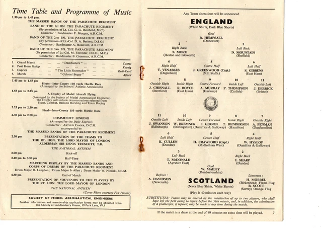 ENGLAND V SCOTLAND/ Schools International prog + ticket/ 1958 ...