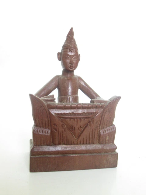 NICE VINTAGE 1930'S ART DEO BALINESE BALI CARVED WOOD GAMELAN MUSICIAN ...