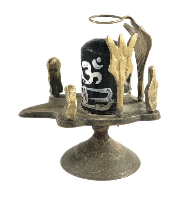 OLD LORD SHIVA Famille Worship Figurine Laiton Lingam Avec Holy Serpent ...