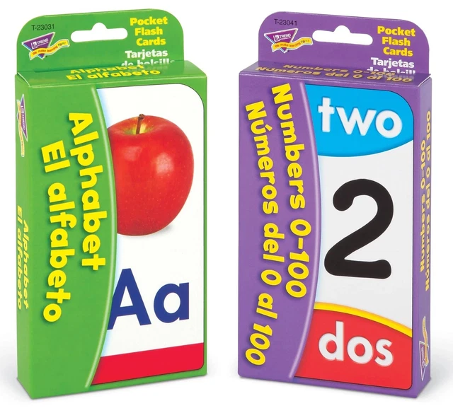 ALPHABET LETTER & Numbers Bilingual English Spanish Flash Cards ...