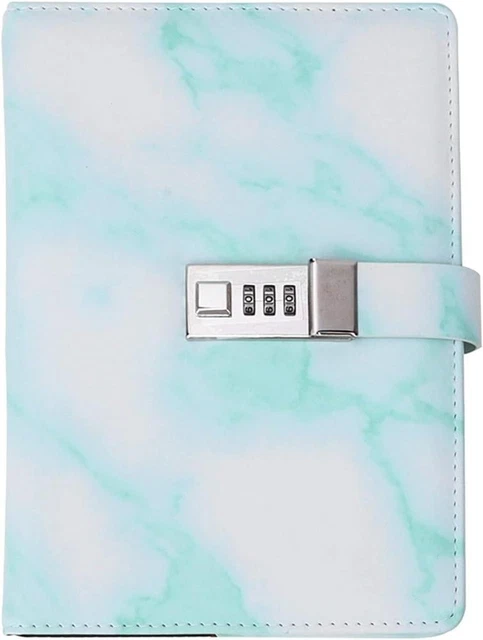 LOCK JOURNAL, A5 8.2x5.6in Leather Diary Notebook 100 Sheets Personal ...