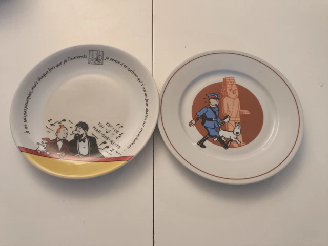 LOT DE 2 Ancienne assiette TINTIN - 7 BOULES CRISTAL HERGE MOULINSART ...