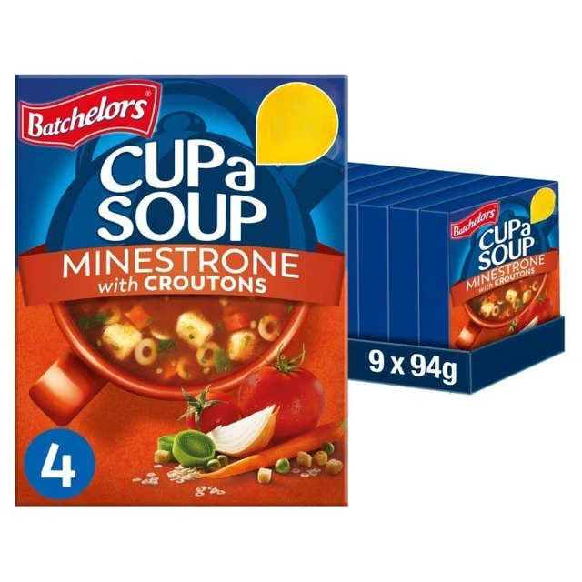 BATCHELORS CUP A Soup Minestrone 4 Sachets 9, 18 or 36 x 94g Instant ...