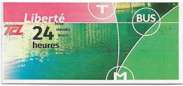 TICKET DE BUS métro tramway funiculaire 24 heures TCL Lyon Villeurbanne ...