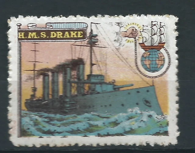 HMS DRAKE - ENGLAND Vignette DELANDRE France cinderella poster stamp ...