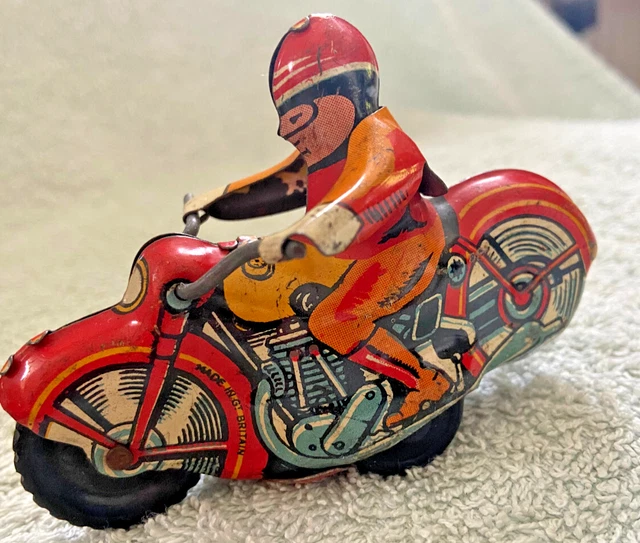 1950'S METTOY Tin Toy Motorcyclist. Friction Drive. Excellent Condition ...