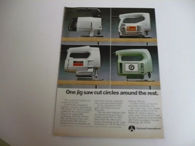 VINTAGE 1973 ADVERTISING Print Ad Rockwell International Jig Saws Hand ...