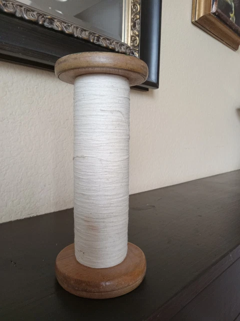 VINTAGE WOOD TEXTILE Thread Spool Yarn Industrial Spindle Mill Bobbin ...