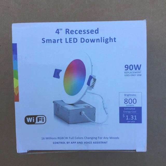 SMART RECESSED 4 Inch Slim Led Recessed Light Wi-Fi RGBCW Dimmable 10W ...