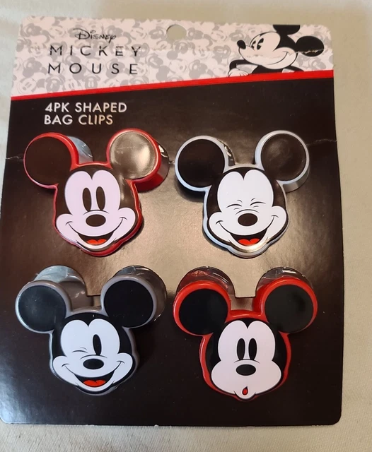 NOC DISNEY MICKEY Mouse Face Shape Expressions 4PK Bag Clips Gray Red ...