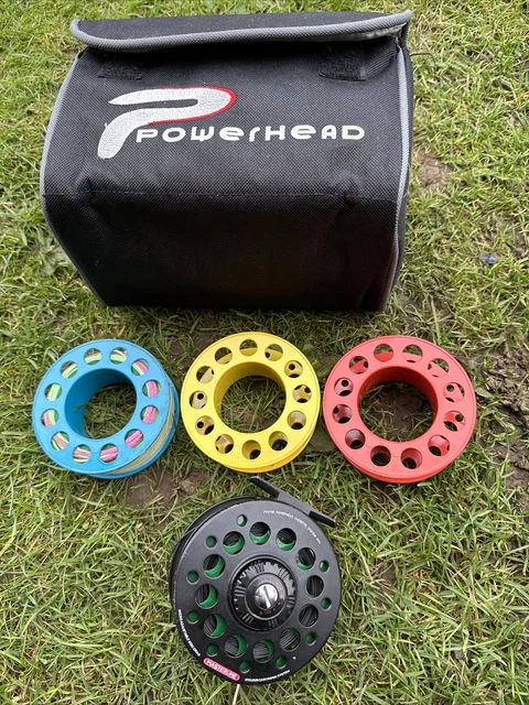 MASTERLINE POWER HEAD Fly Fishing Reel With Colour Coded Cassettes X 4 ...