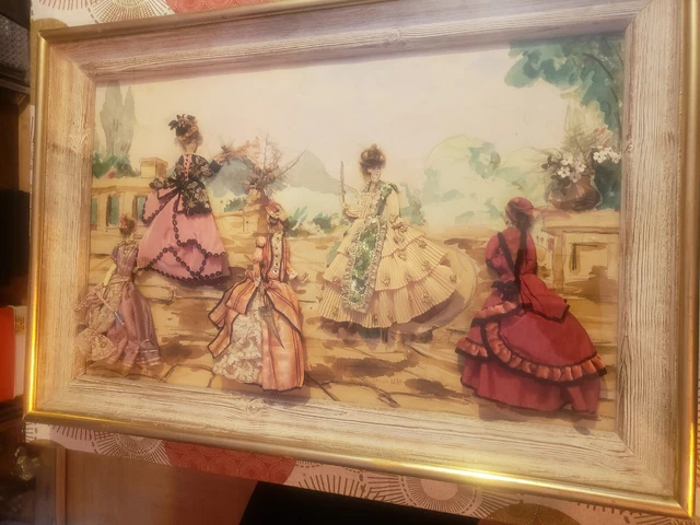 TABLEAU ANCIEN MODE Diorama XIX tissus Costumes EUR 120,00 - PicClick FR