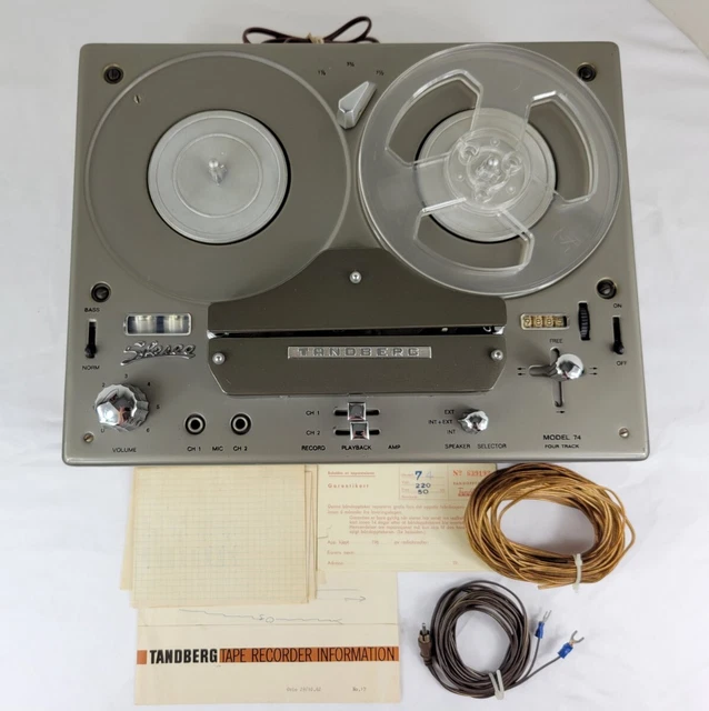 TANDBERG MODEL 74 Four Track Stereo Tape Recorder + 4 Reels Works (Read ...