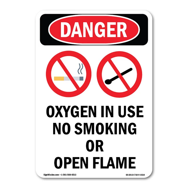 OXYGEN IN USE No Smoking ANSI Danger Sign Metal Plastic Decal $10.99 ...