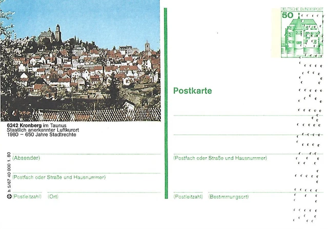 P 130 BILDPOSTKARTE Imprimer Échantillon 50 Pfennig B&S Kronberg h5/67 ...