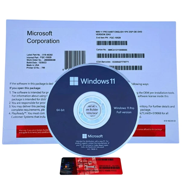 MICROSOFT WINDOWS 11 Pro 64 BIT DSP OEI DVD Version 23H2 £33.99 - PicClick UK
