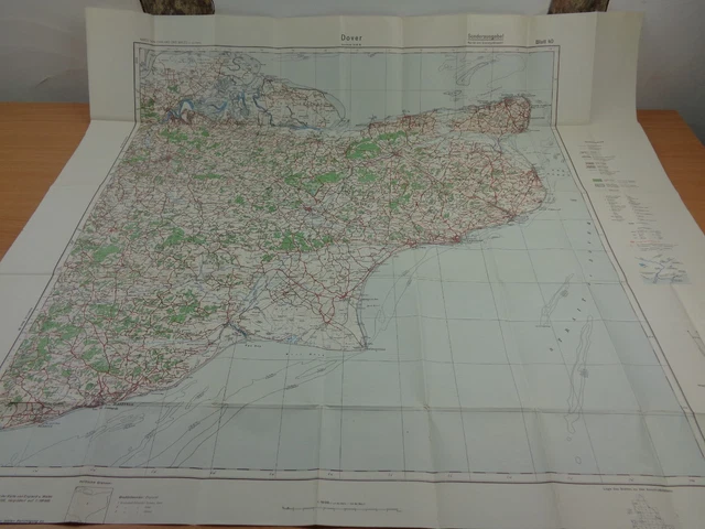 WW2 GERMAN INVASION MAP of "DOVER" (+ FOLKESTONE, HASTINGS, CANTERBURY ...