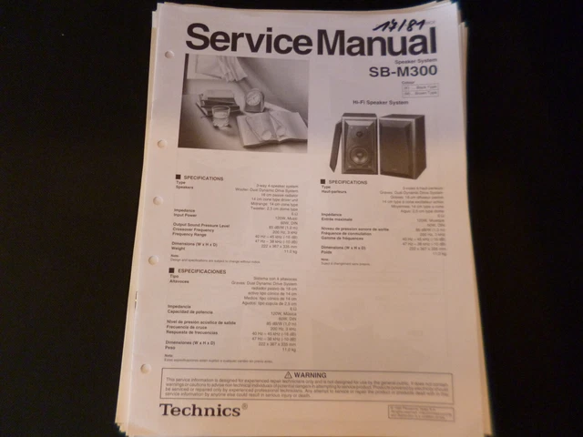 ORIGINAL SERVICE MANUAL Schaltplan Technics SB-M300 EUR 12,50 - PicClick DE