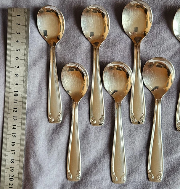 FRANÇOIS FRIONNET 12 cuillères à glace en métal argenté Filets contour ...