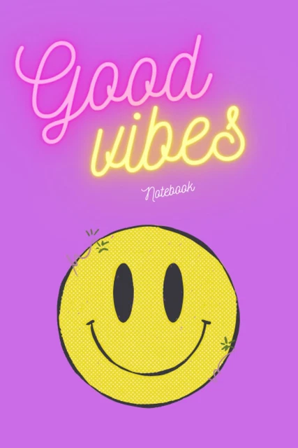 ALL SMILES AND Good Vibes: Neon Graphic Smiley Face Notebook - Light ...
