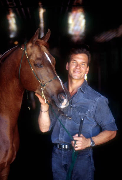 PATRICK SWAYZE AT home on his ranch in March, 1994 in Sylmar, Cali ...