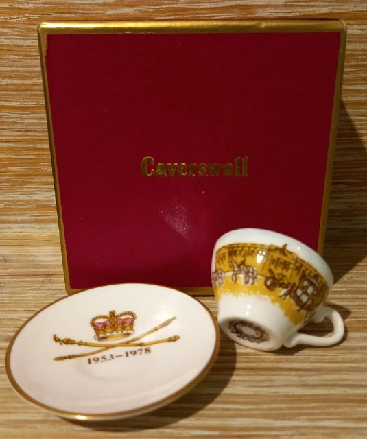 QUEEN ELIZABETH II 25th Anniversary Coronation Caverswall Miniature Cup ...