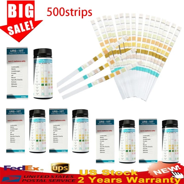 100*20PCS URS-10T URINALYSIS Reagent Strips 10 Parameters Urine Test ...