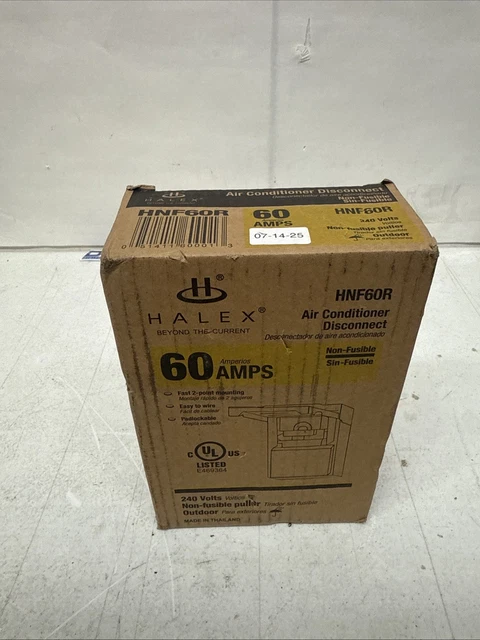 60 AMP AIR Conditioner Disconnect 240V Non Fusible Puller Outdoor Halex ...