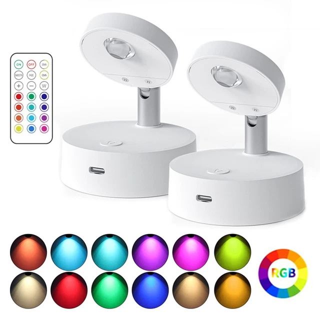 WIRELESS RGB REMOTE Control Spotlight Rechargeable Accent Lights LED ...