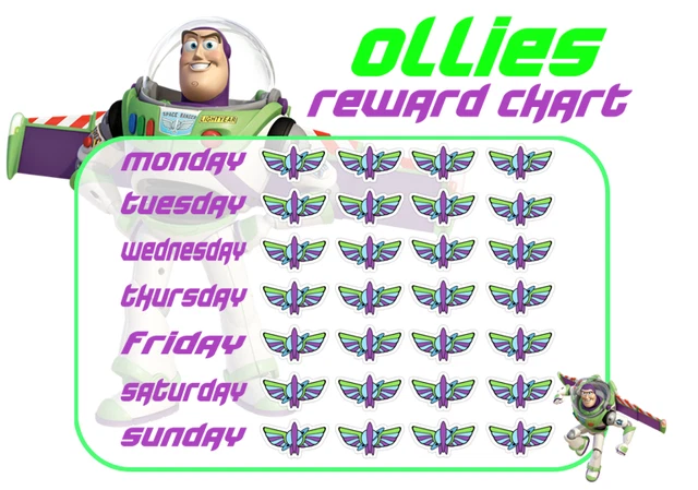 PERSONALISED DISNEY TOY Story Buzz Lightyear Reward Chart Poster & Star ...