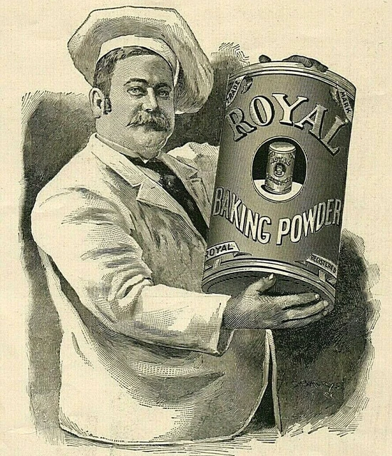 C1880S ROYAL BAKING Powder Engraving Pastry Chef Baker Large Tin PAPER ...