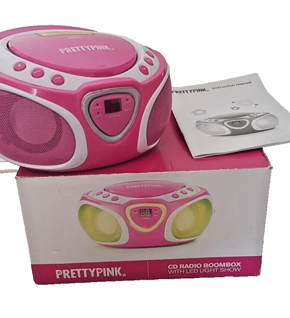 CD - PLAYER & Radio. PRETTY PINK. Boombox. with LED light show. Box ...