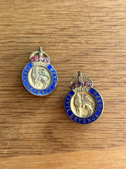 JOB LOT 2 Civil Defence Corps Badges Enamel & Brass Fattorini & Sons ...