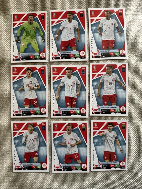 TOPPS MATCH ATTAX UEFA Euro 2024 Full Poland Team Update Set All 9 Base ...