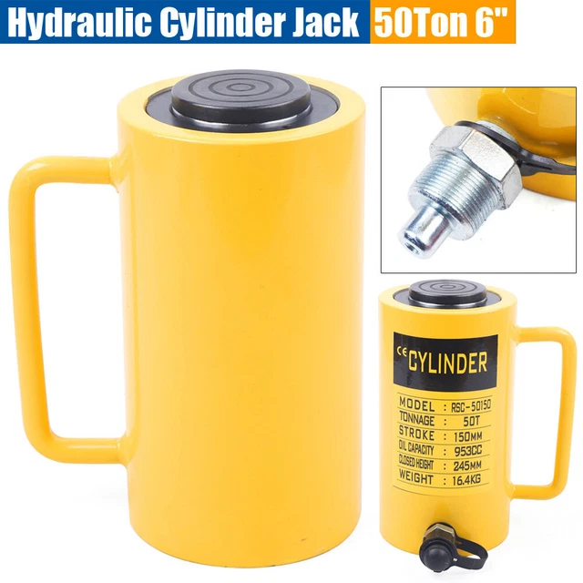 50 TON HYDRAULIC Ram Cylinder Jack Solid 6"/150mm Stroke Single Acting ...