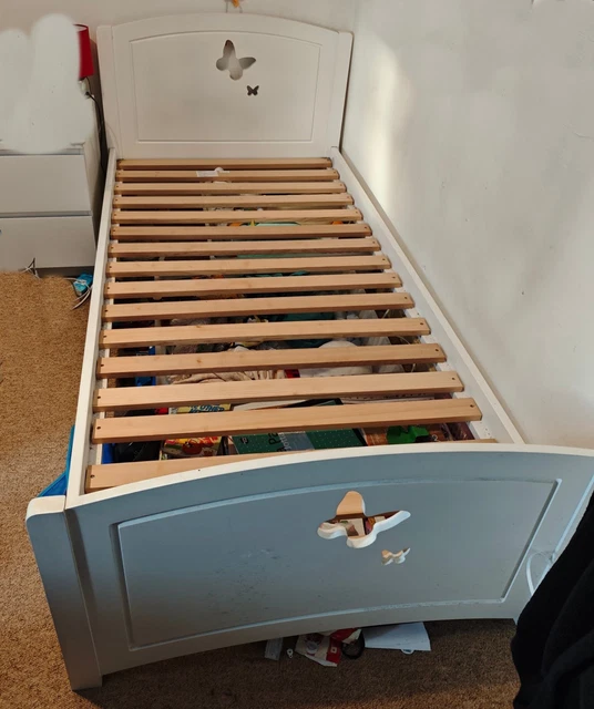 TESCO WHITE SINGLE bed frame with butterfly cut outs £73.48 - PicClick UK