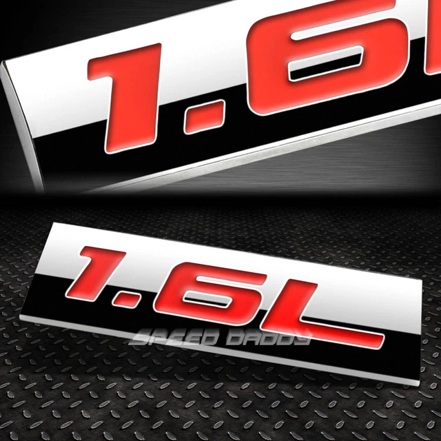 METAL EMBLEM CAR Bumper Trunk Fender Decal Logo Badge Chrome Red 1.6L 1 ...