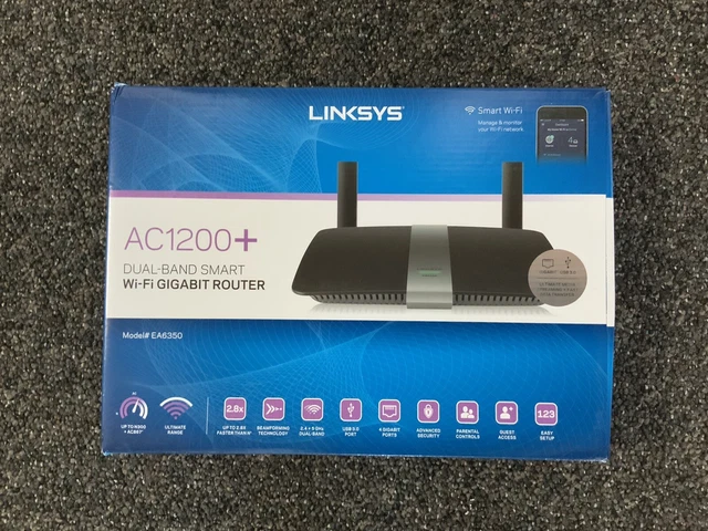 LINKSYS AC1200+ DUAL-BAND Smart Wi-Fi Gigabit Router (Model# EA6350 ...